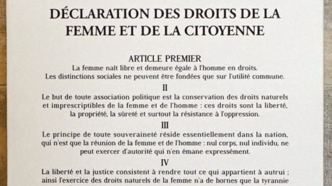 La Déclaration Des Droits De La Femme Et De La Citoyenne Fête Ses 230 Ans